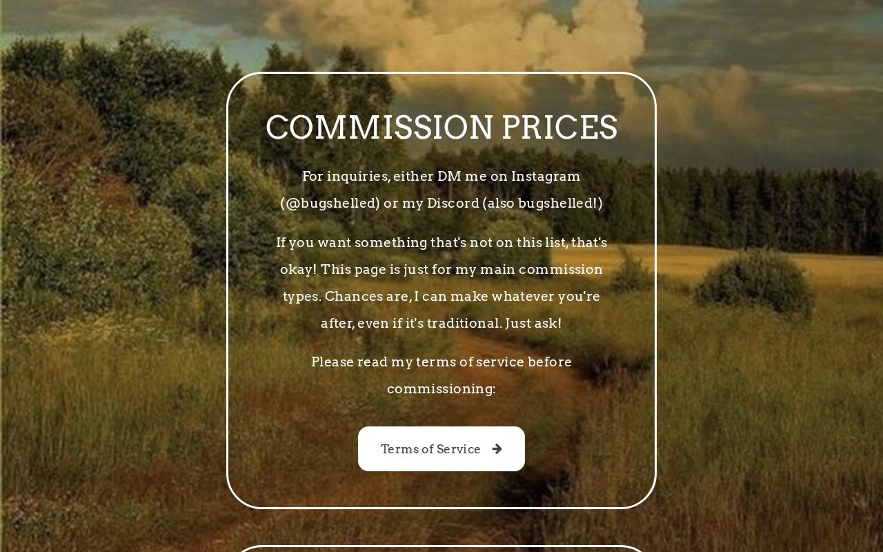 Commission Price Guide